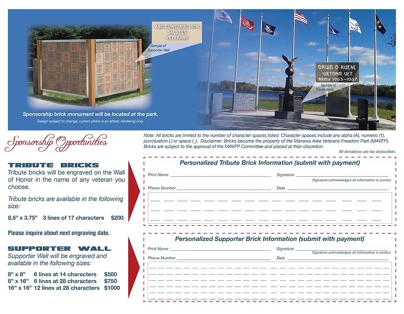 MAVFP Tribute Bricks – City of Manawa