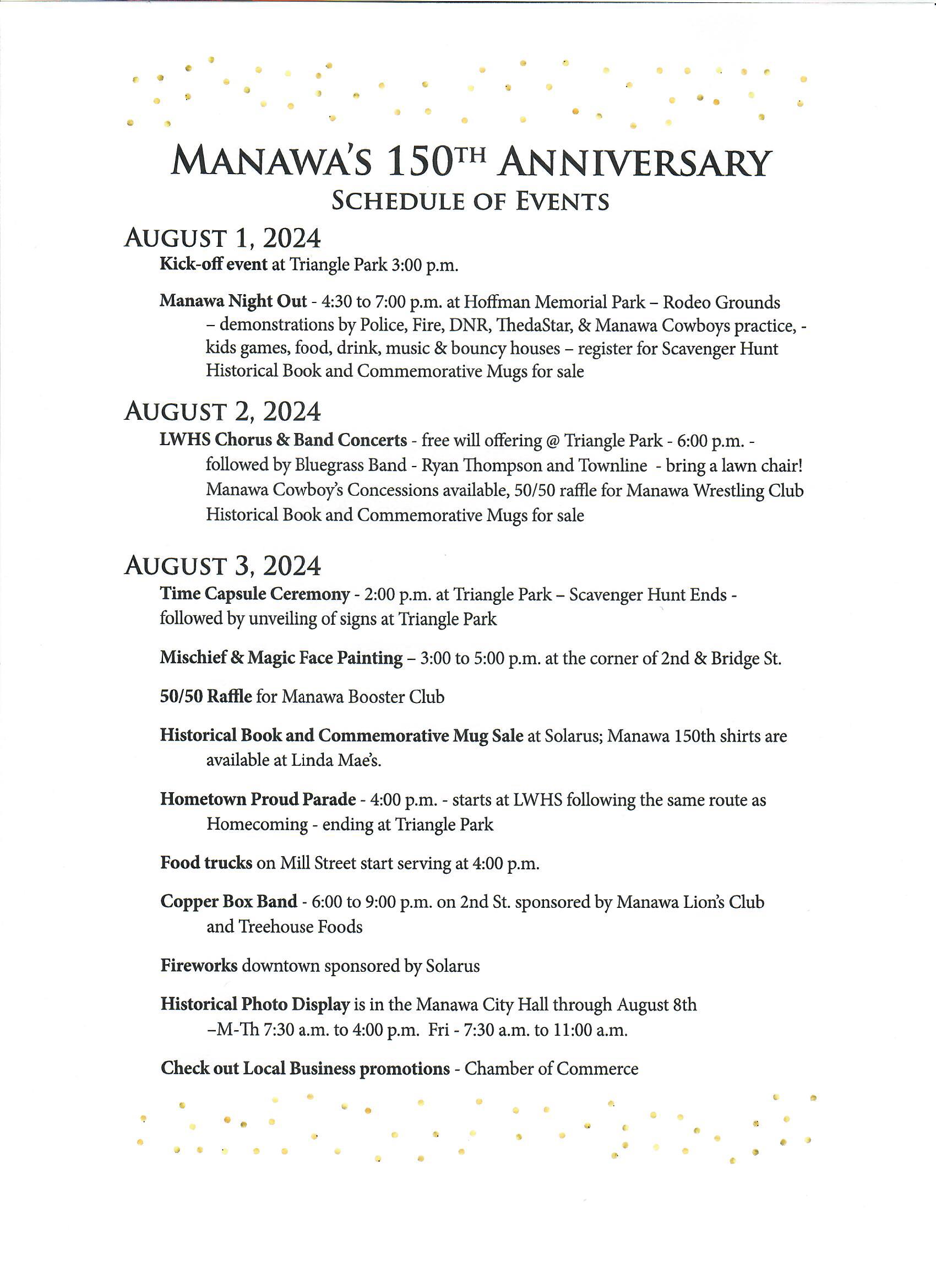 150th Anniversary – City of Manawa